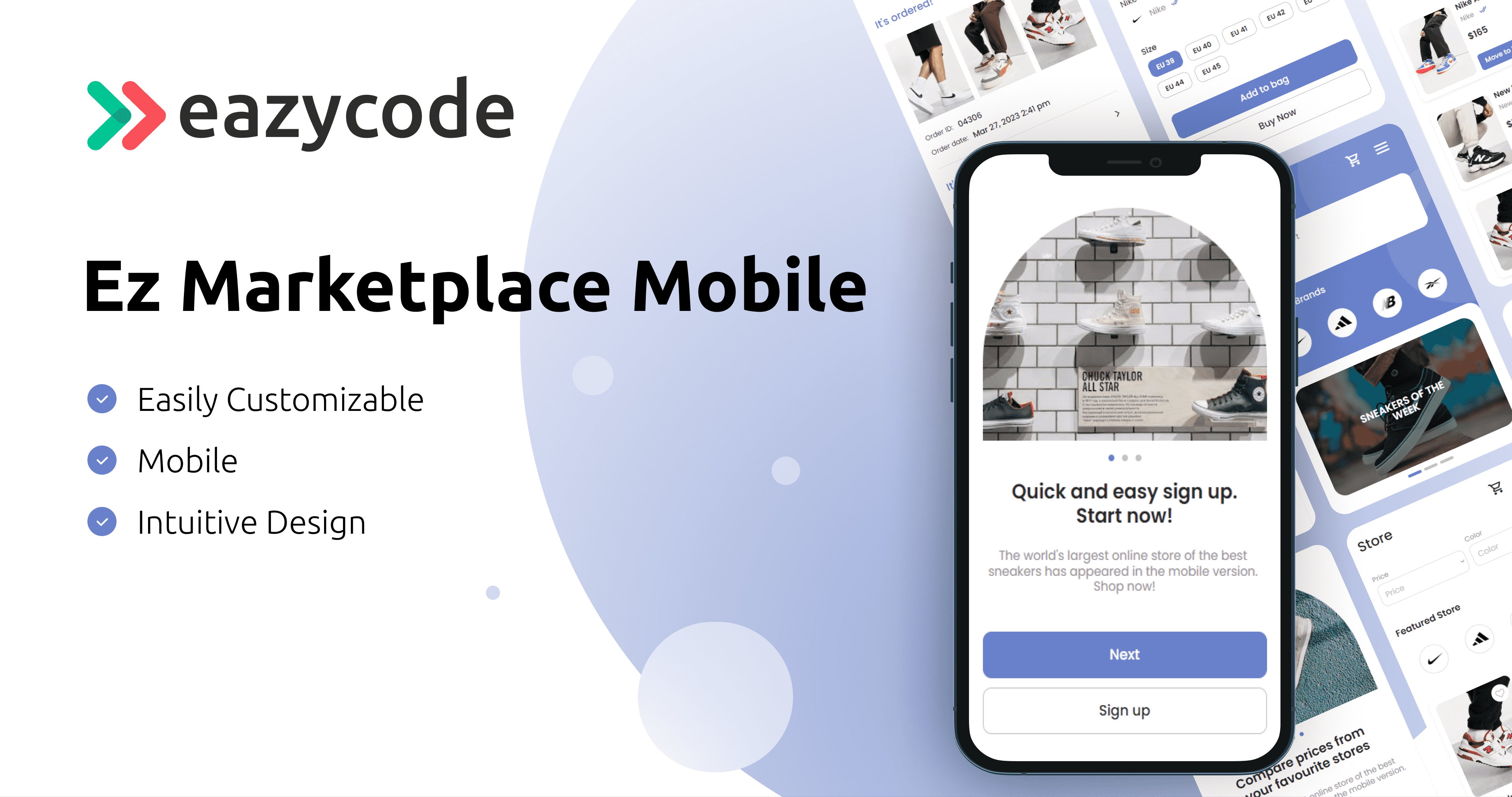 Ez Marketplace Mobile template - NoCode Bubble.io Template by EazyCode - NoCode Agency
